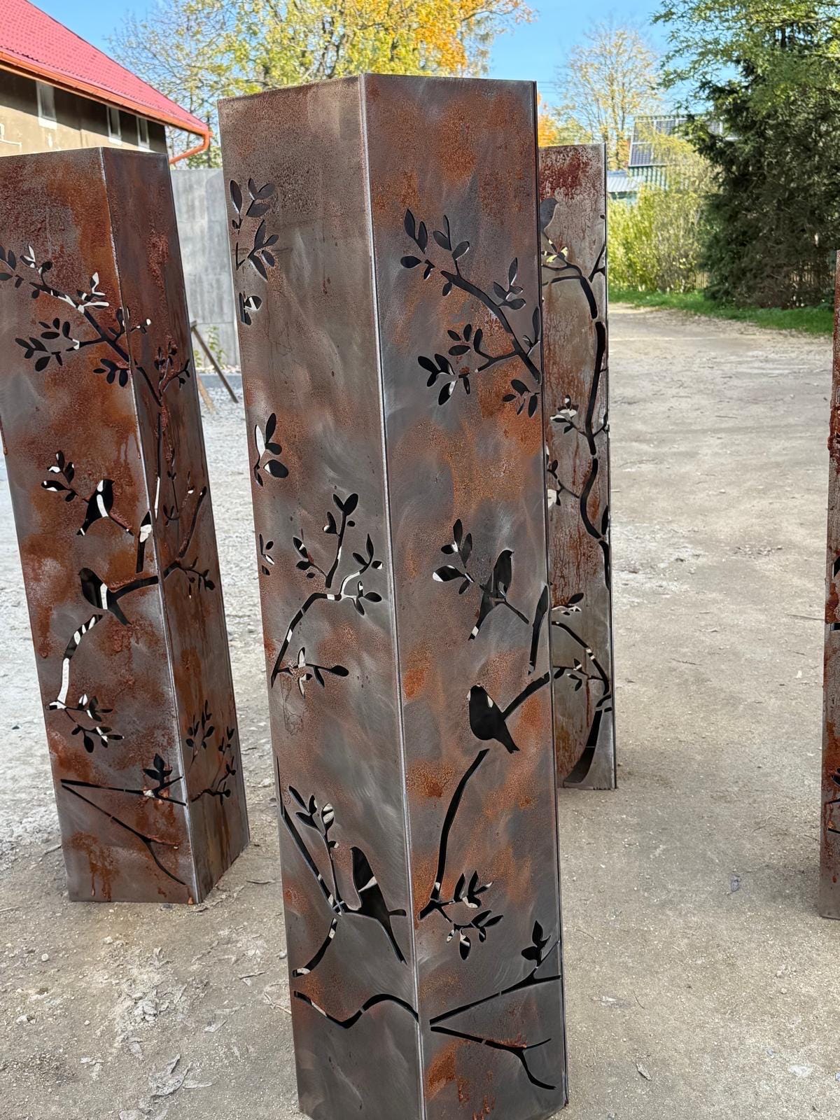 Modern Garden Planter Made of Corten Steel Contemporary Garden Column ...