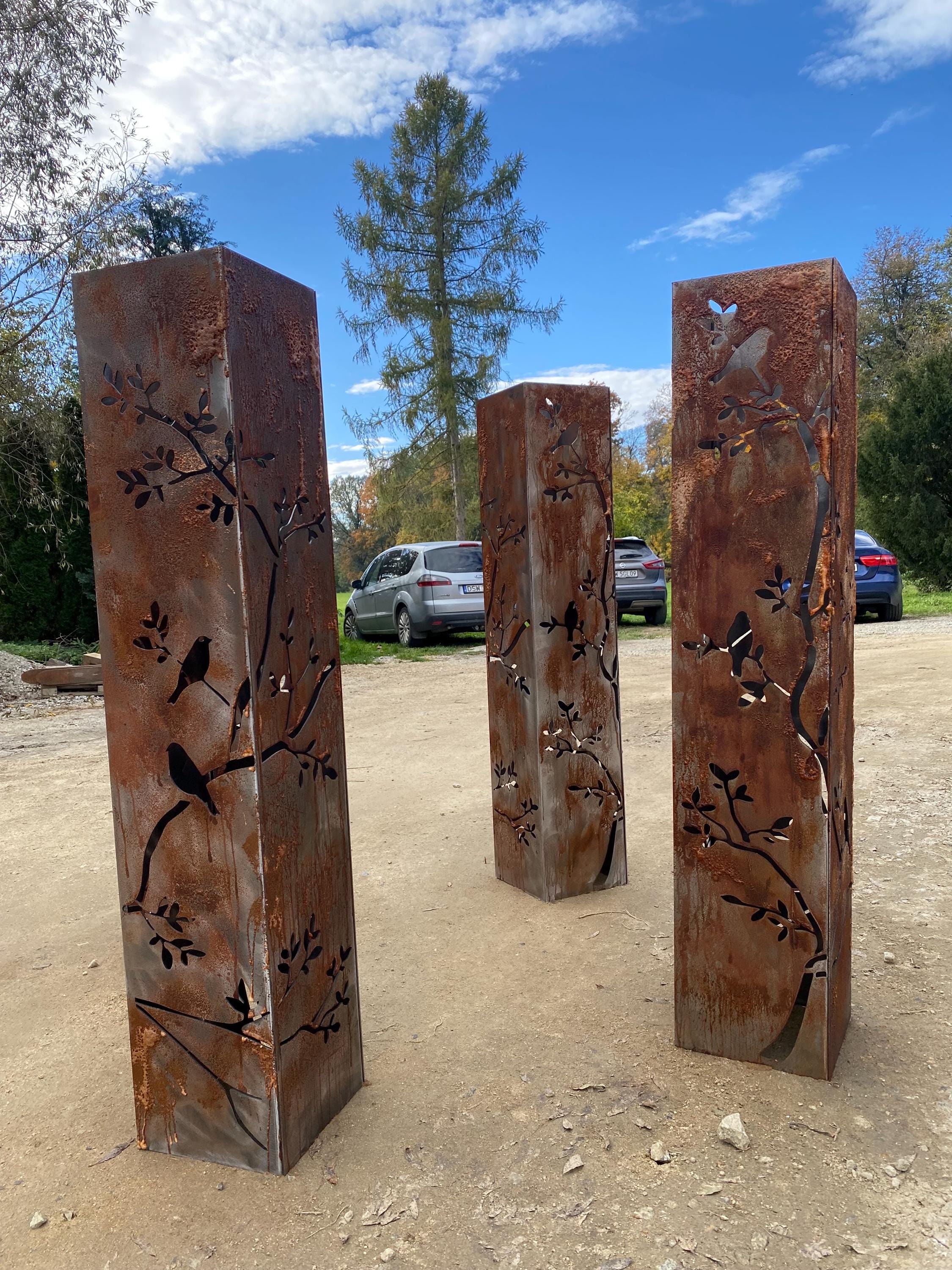 Modern Garden Planter Made of Corten Steel Contemporary Garden Column ...