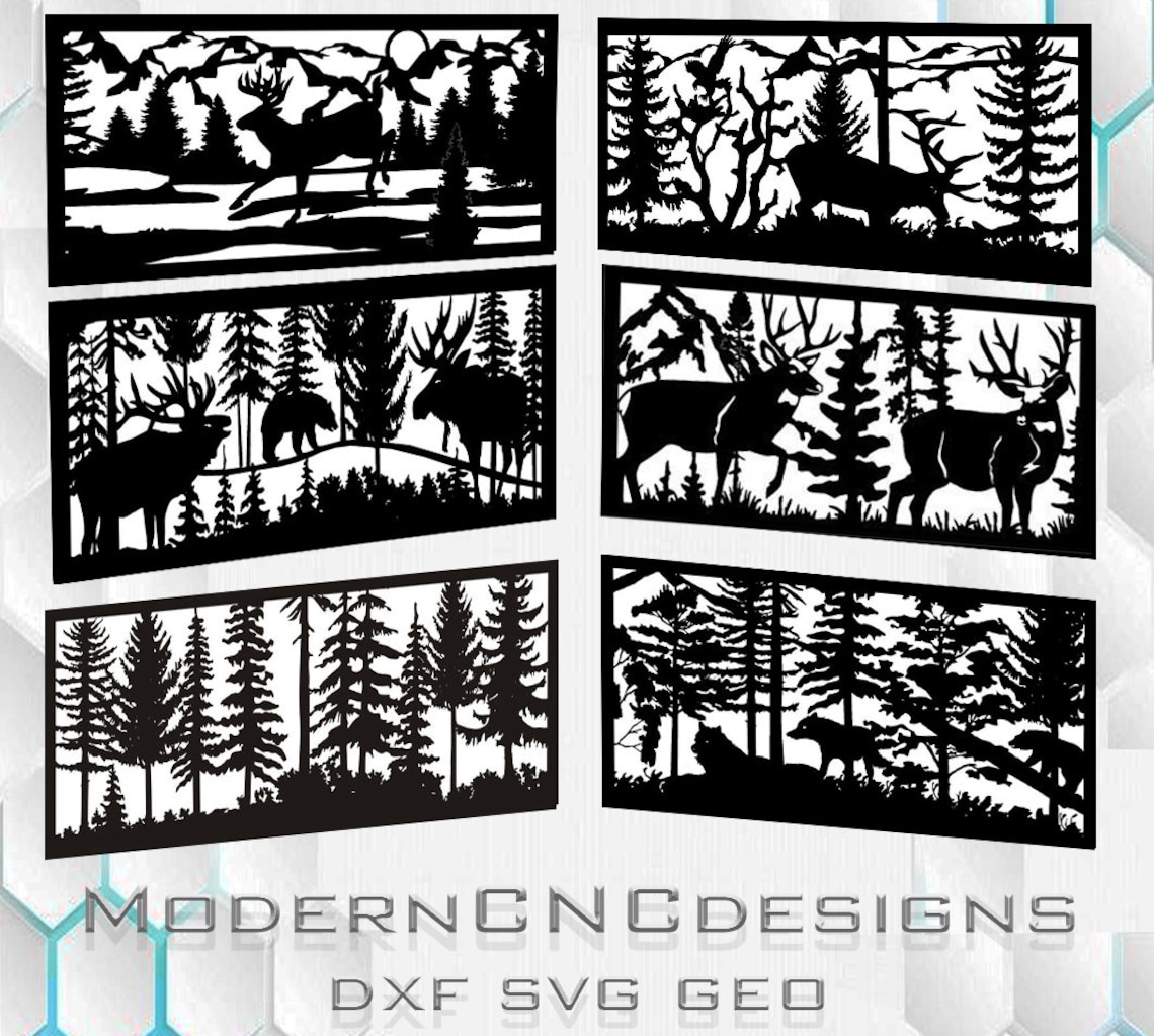 Animals Deer Forest Patern Bear Wolf , Gate Fence Designs Digital ...