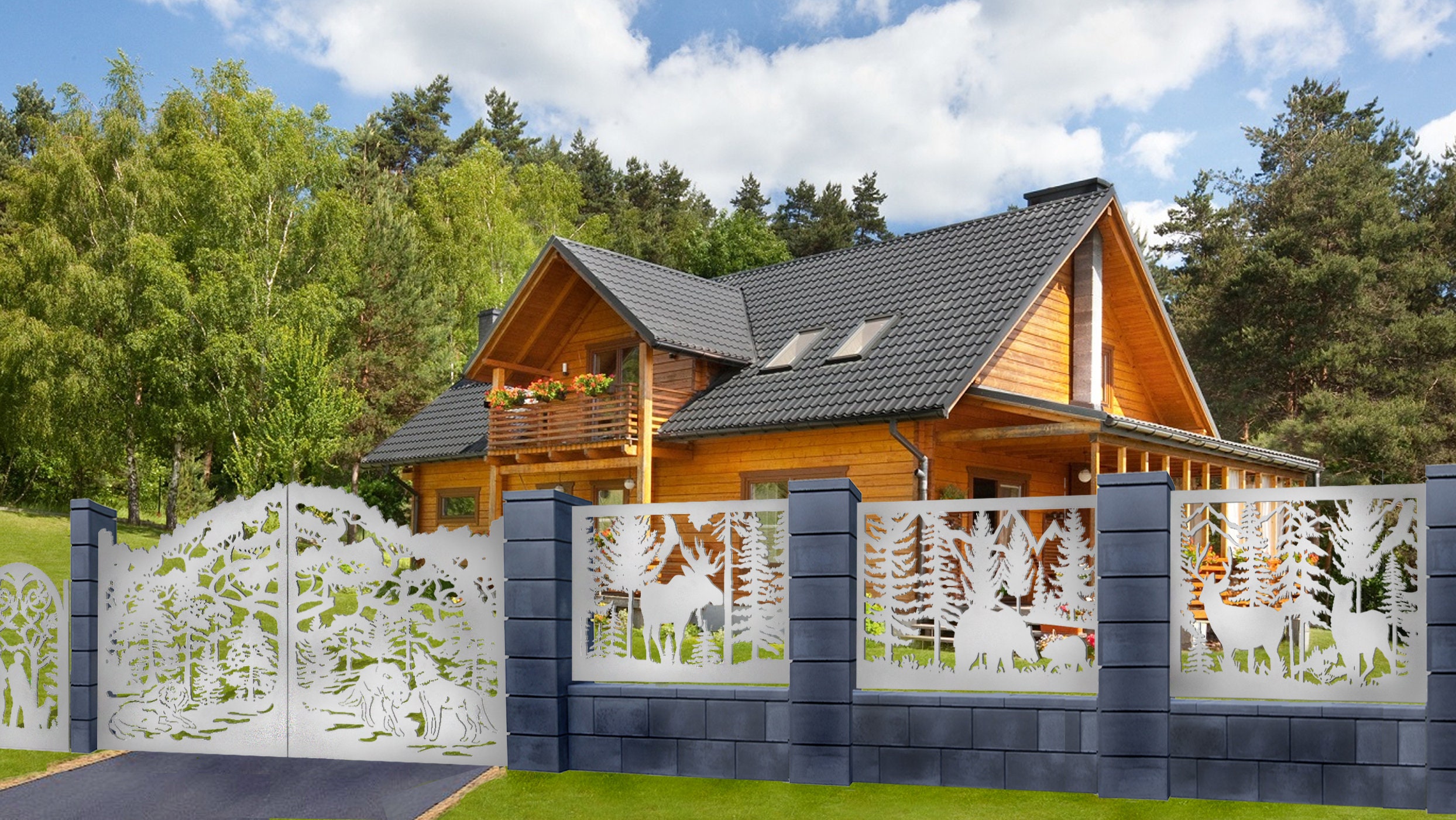 Animals Deer Forest Patern Designs Fence Digital Project Laser Cutting ...