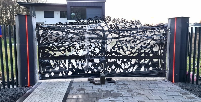 Modern Forest Gate Panel DXF – Tree Vector for CNC Plasma, Laser ...
