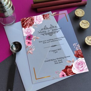 Acrylic Wedding Invitations Acrylic Invitation Rose Invitation - Etsy