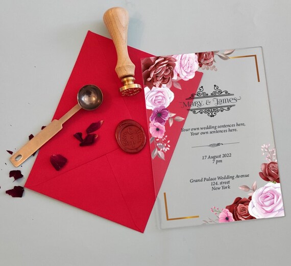 Acrylic Wedding Invitations Acrylic Invitation Rose Invitation - Etsy