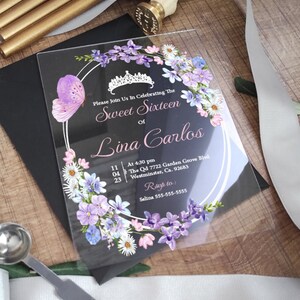 Invitations Quinceanera, Sweet 15 Invitation, Acrylic Quinceanera ...