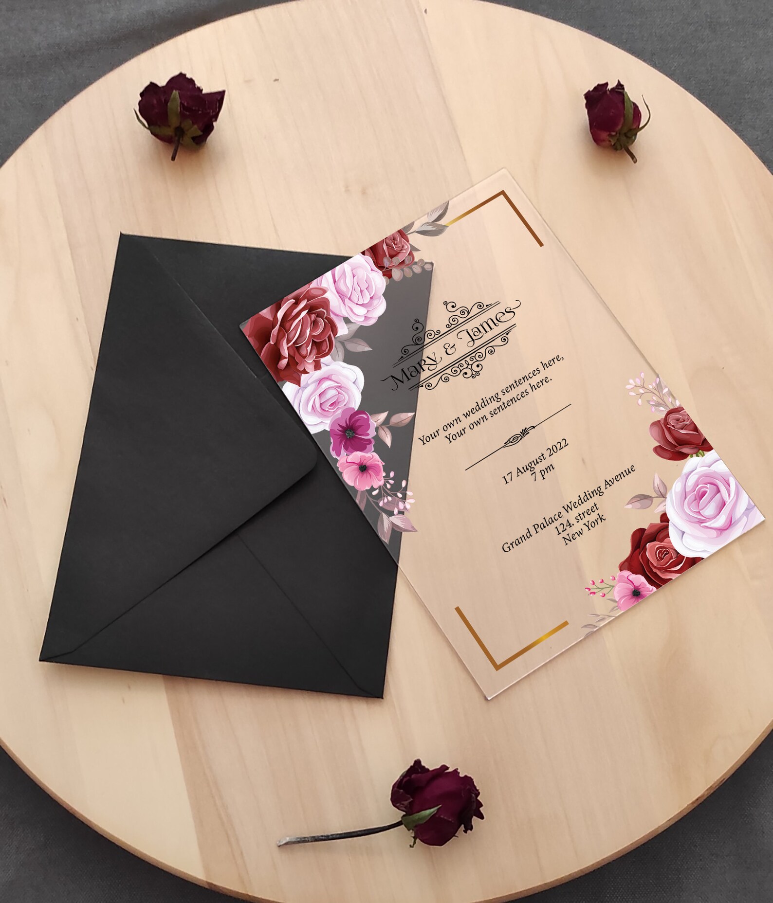 Acrylic Wedding Invitations Acrylic Invitation Rose Invitation - Etsy