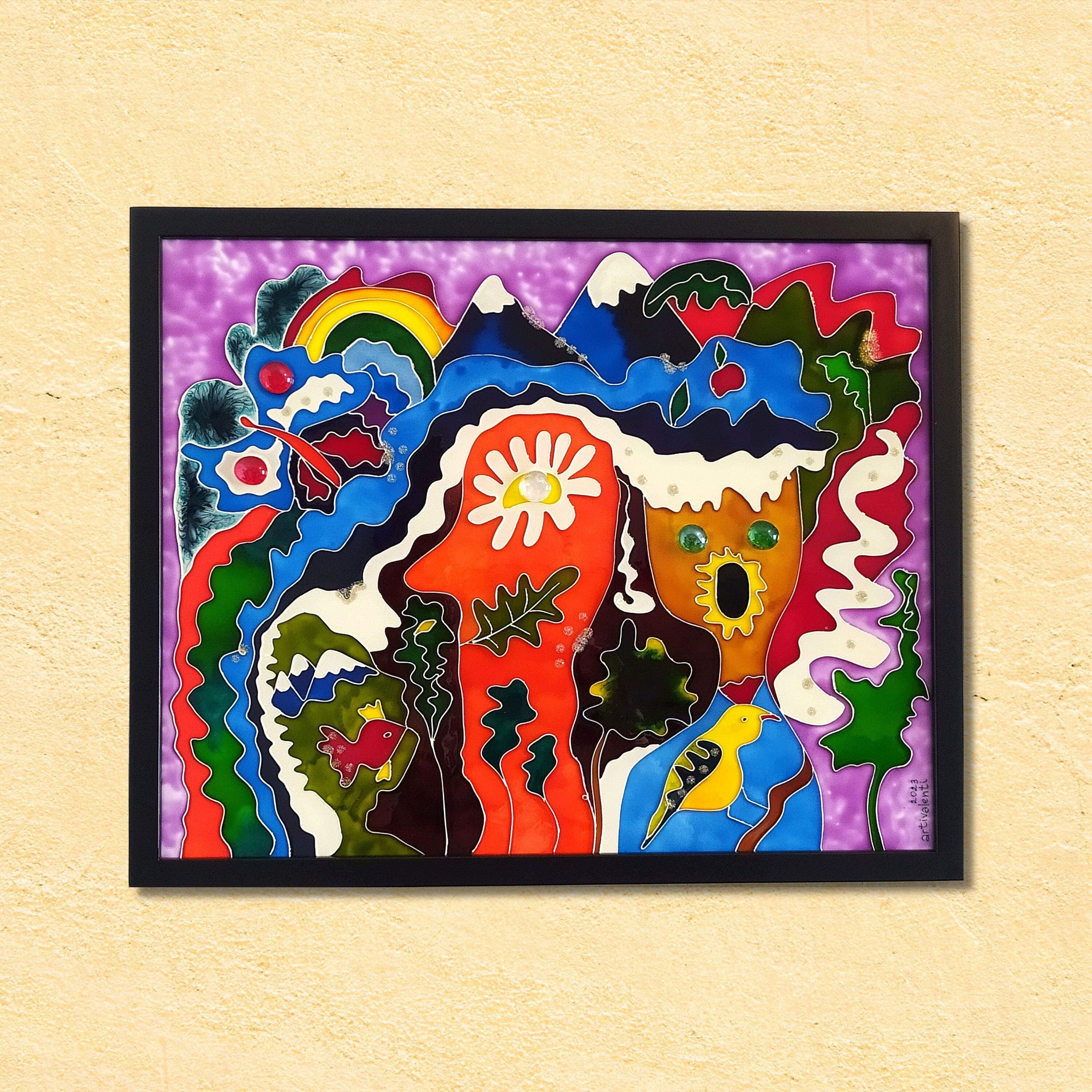 Original Glass Painting nature and Faces. Transparent Colors for Using ...