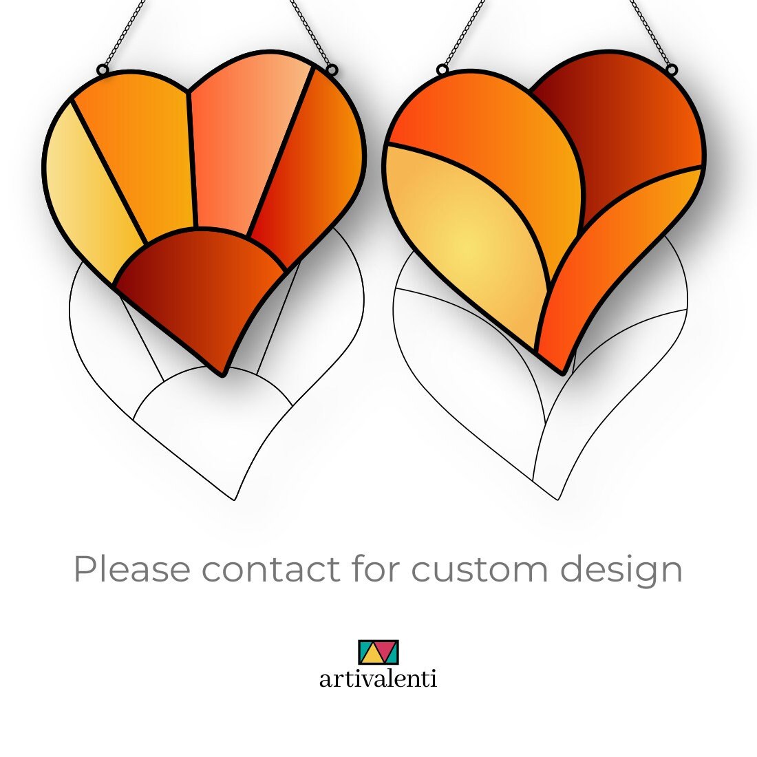Stained Glass Patterns for Valentine's Day Bundle of 2 Hearts / Double ...