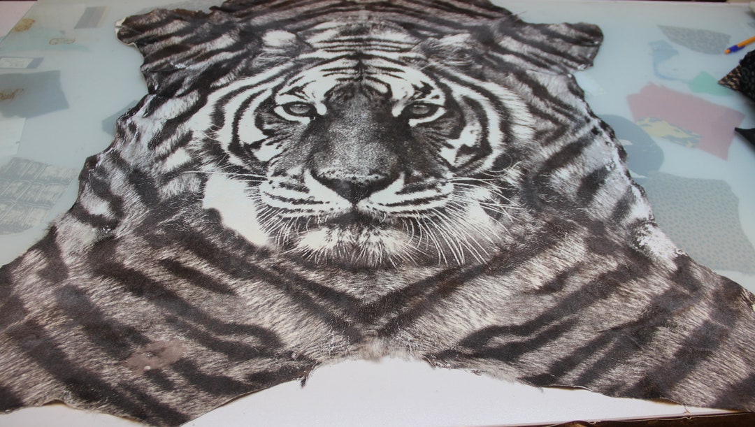 Tiger Print Leather, Calf Skin Elegance , Exotic Print, Leathercraft ...