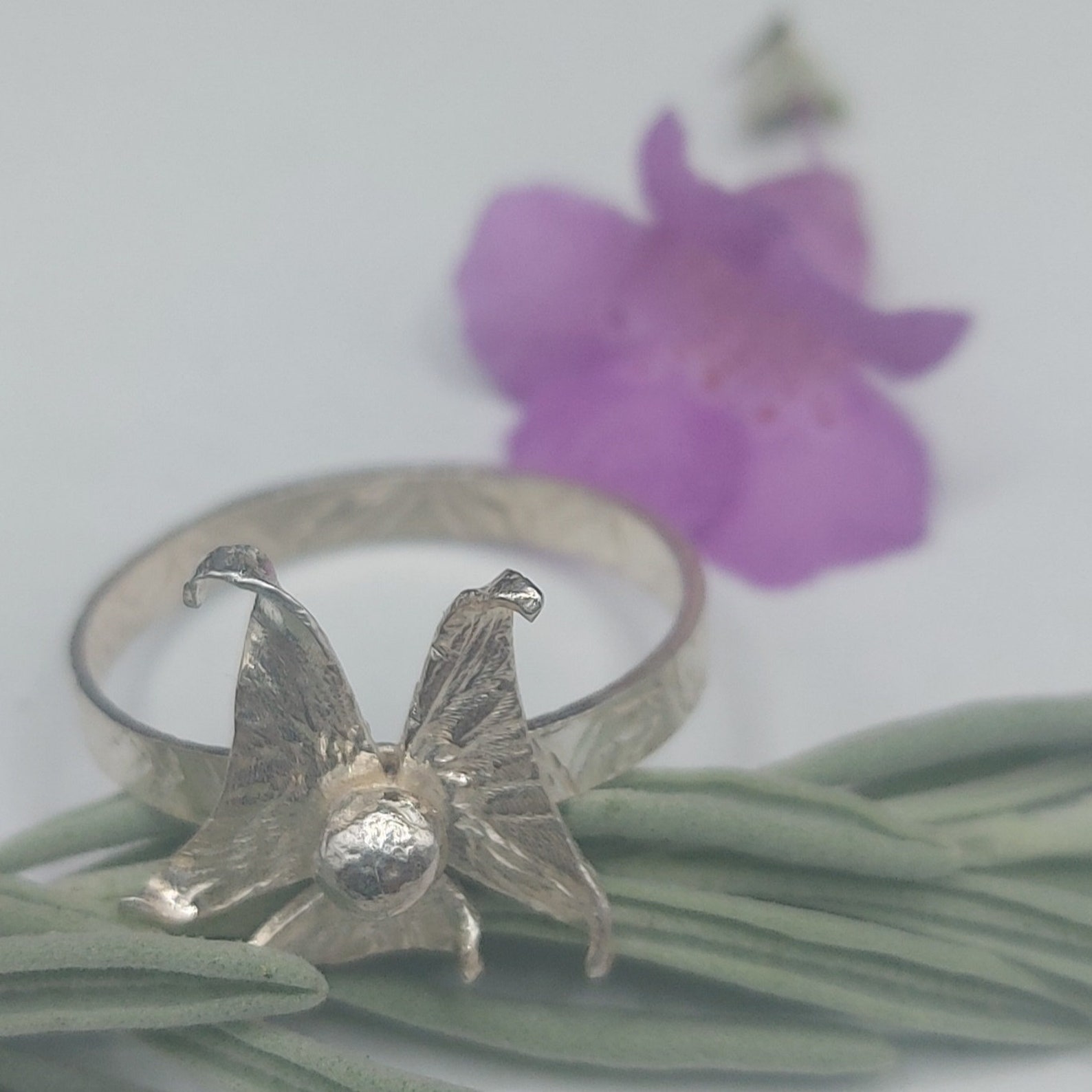 Butterfly Ring Gift for Her Hand Carved Ring Textured Ring Statement ...