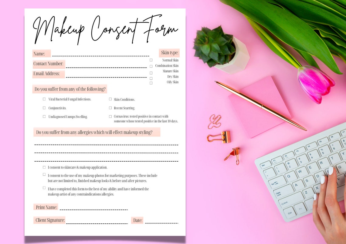 Makeup Consent Form. A4 PDF. Client Record Card. Beauty Buisness Owners ...