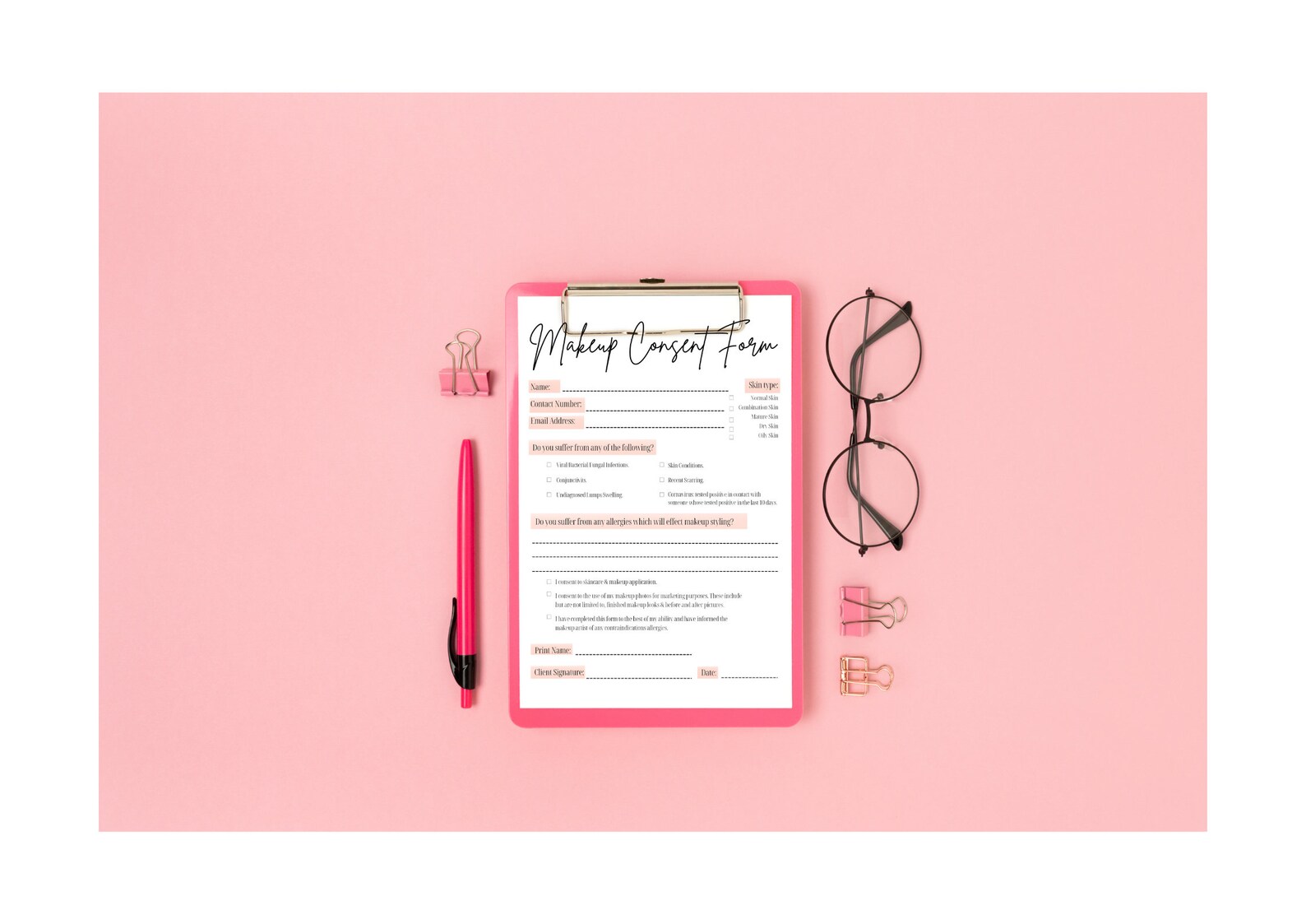 Makeup Consent Form. A4 PDF. Client Record Card. Beauty - Etsy UK
