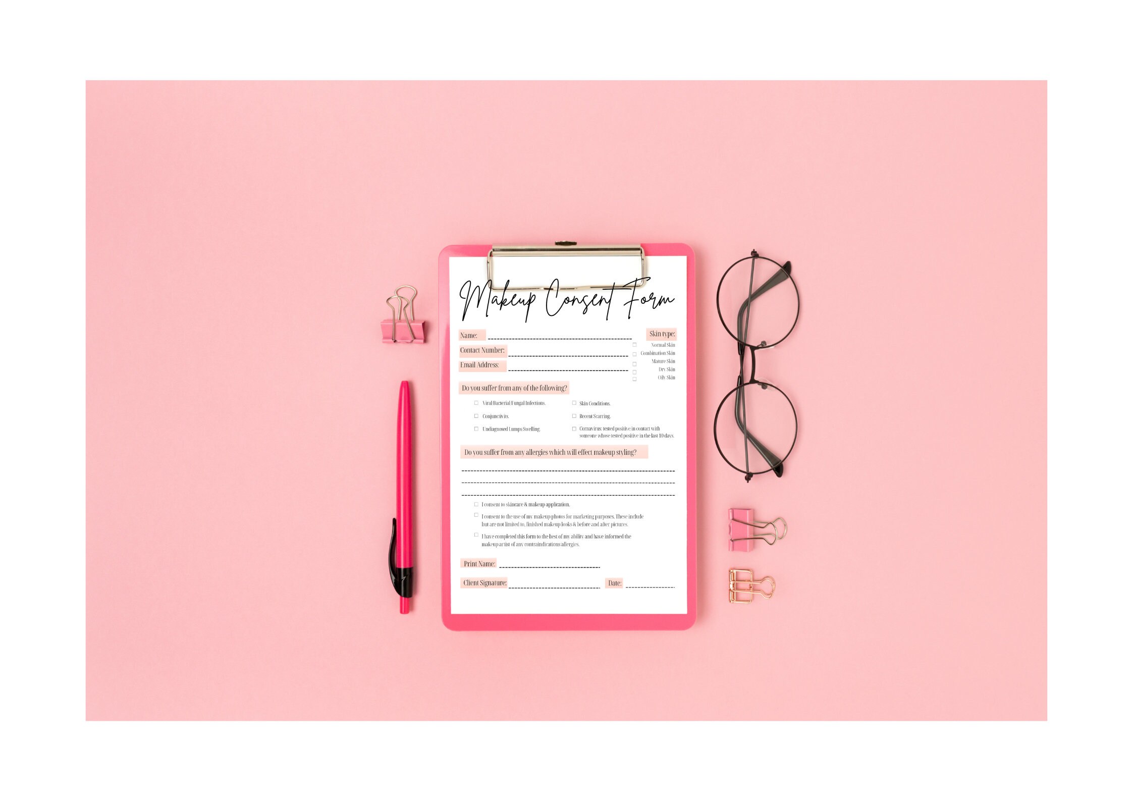 Makeup Consent Form. A4 PDF. Client Record Card. Beauty Buisness Owners ...