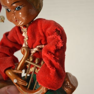Vintage Plastic Figurine Pixie Elf Boy Playing Harp Made in Hong Kong ...
