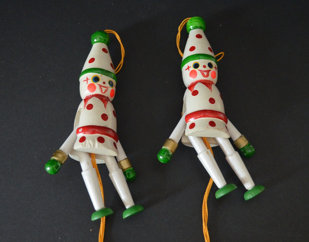 Vintage Christmas Clown Jester Soldier Pull String Toy Jumping Jack ...