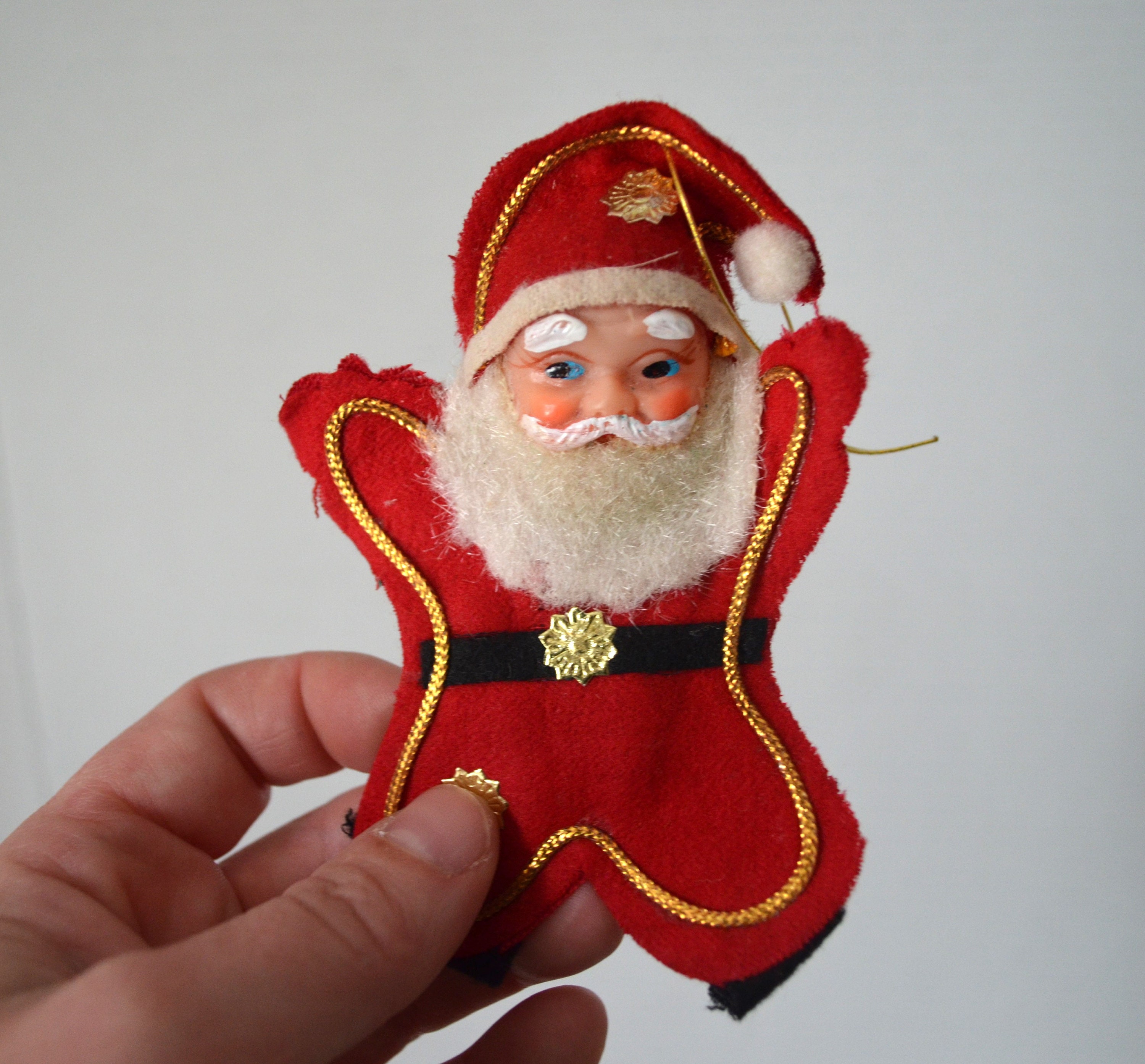Vintage Plastic Face Santa Felt Tree Ornaments Made in Japan - Etsy