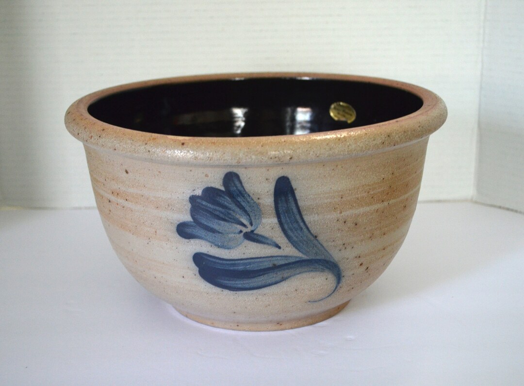 1989 Handmade Rowe Pottery Works Cambridge WI Bowl Salt Glazed Bowl ...