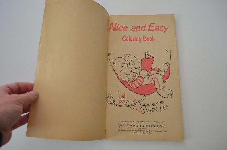 Vintage 1965 Coloring Book Nice and Easy by Jason Lee - Etsy