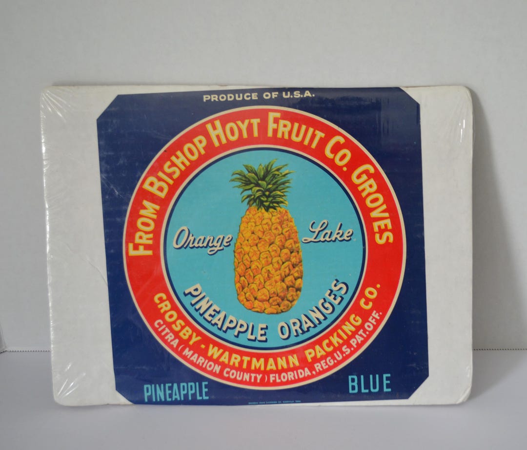 Vintage Fruit Crate Lable Bishop Hoyt Marion Country, Florida Pineapple ...