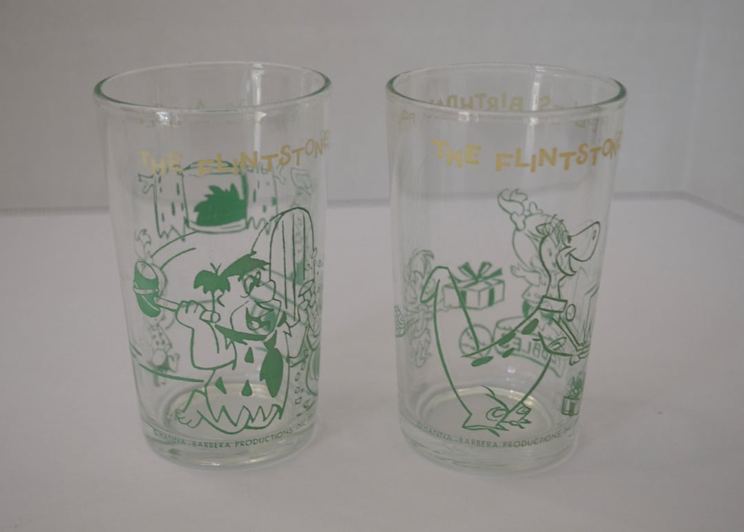 Vintage 1963 Flintstone Glasses Fred and Pebbles Glasses - Etsy