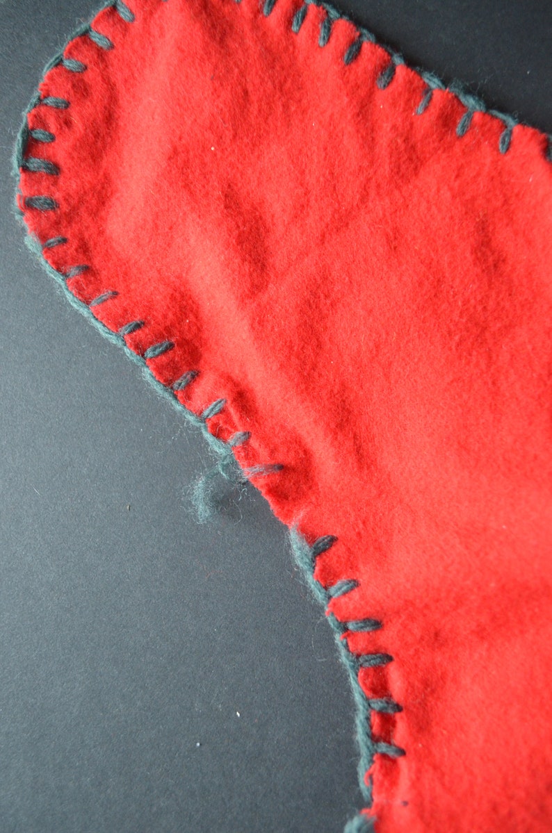 Vintage Red Felt Stocking With Jack in the Box Bells Gingerbread Man ...