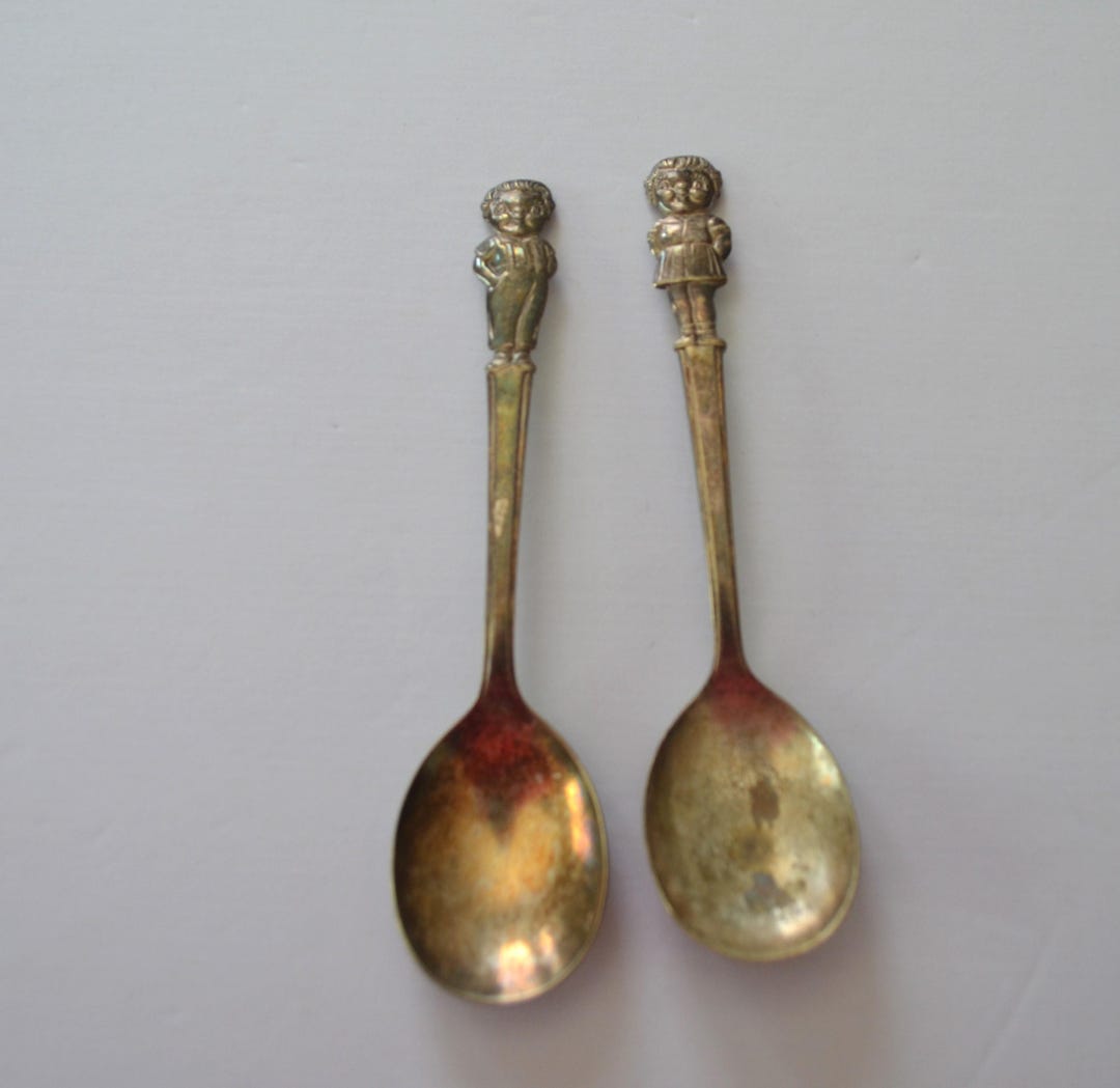 Vintage Campbell Soup Kids Girl & Boy Silver Plated Spoons Advertising ...