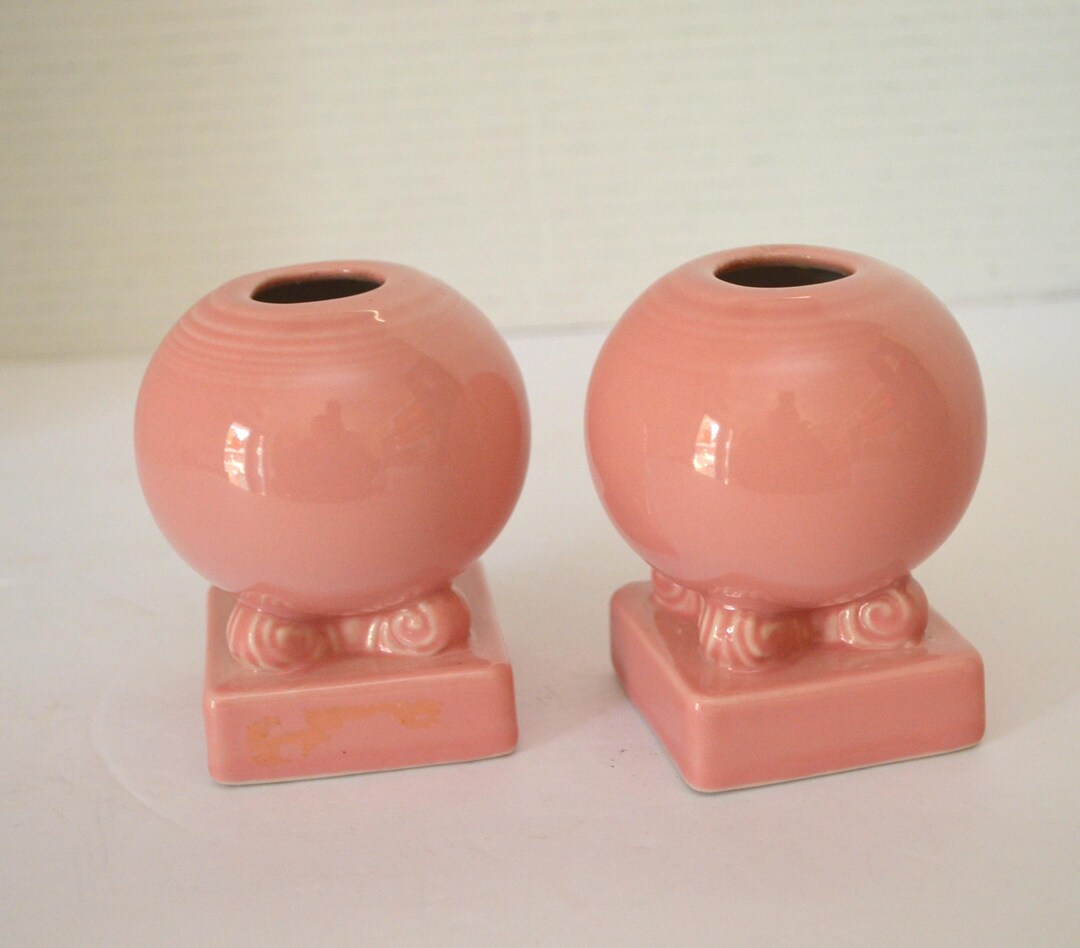 Vintage Rose Fiestaware Round Bulb Candlestick Holders Candle Taper - Etsy