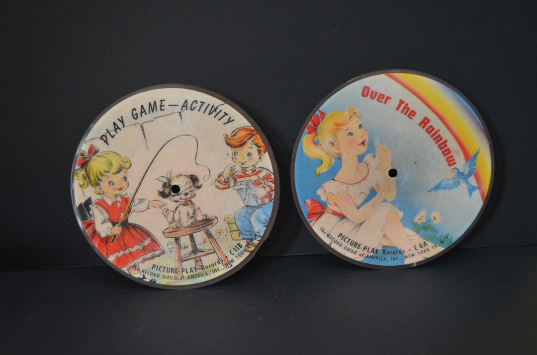 2 Vintage Double Sided Picture Play Records the Record Guild of America ...
