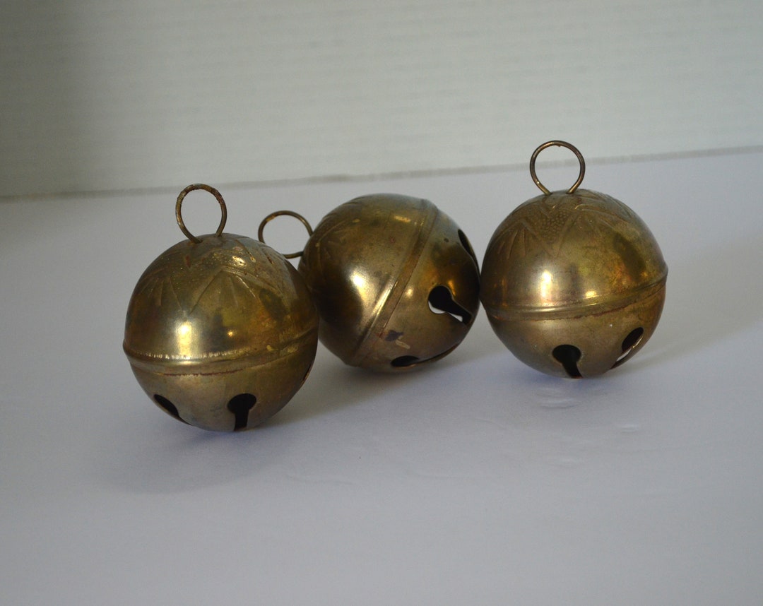 Vintage Brass Jingle Bell With Star Design Christmas Ornament Made in ...