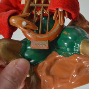 Vintage Plastic Figurine Pixie Elf Boy Playing Harp Made in Hong Kong ...