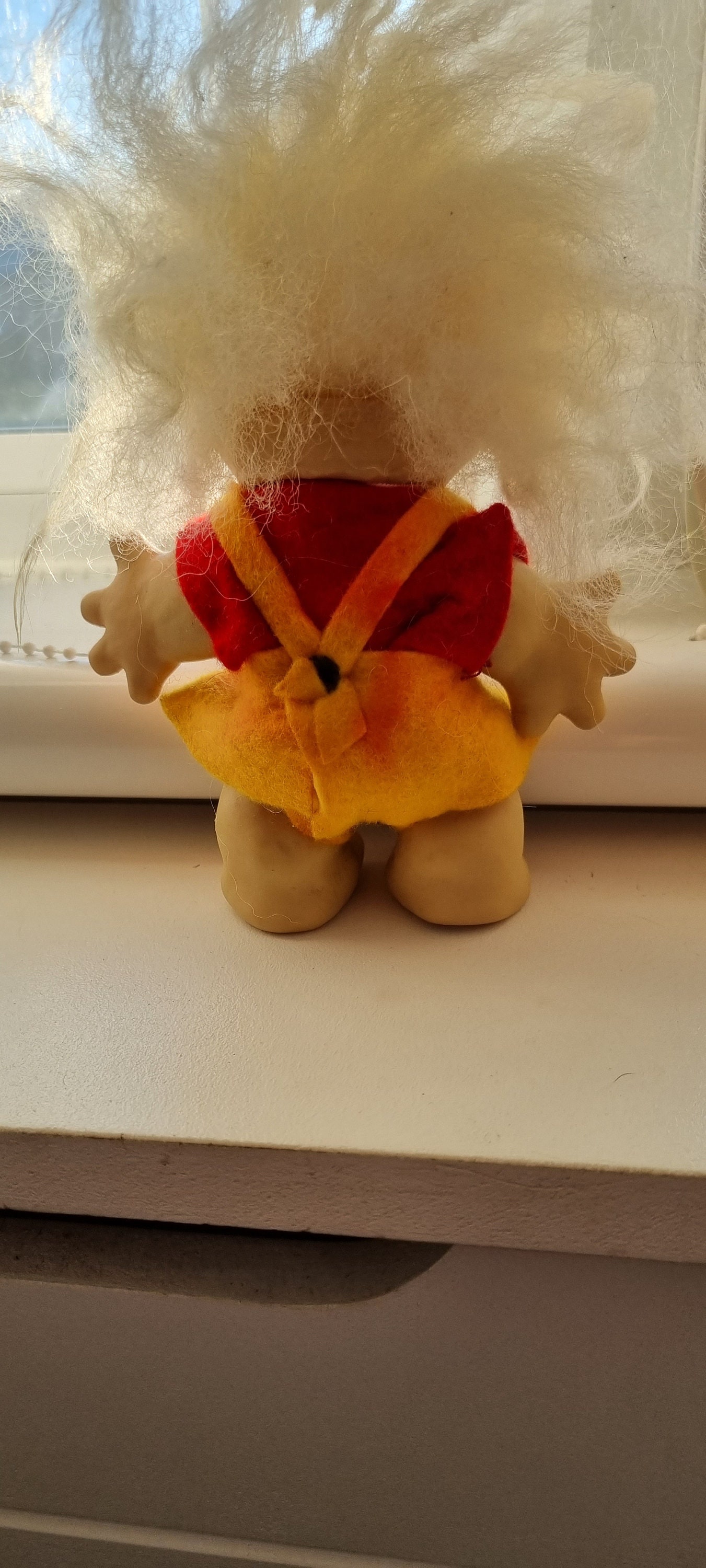 Rare Vintage Girl Troll Doll, White Hair, Yellow Felt Dress, Red Top - Etsy