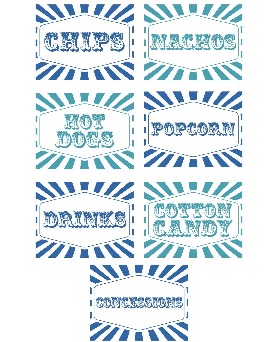 CARNIVAL FOOD & GAME Printable Signs, County Fair Birthday, State Fair ...