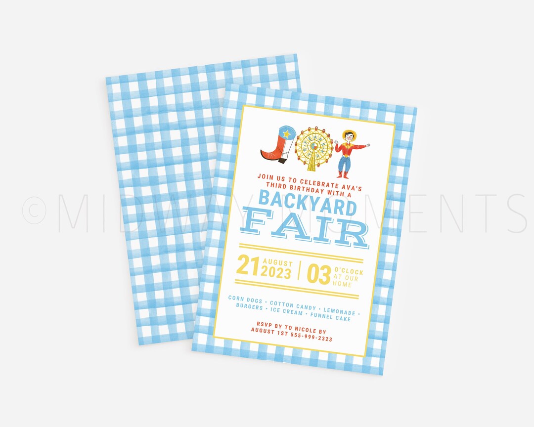 EDITABLE FAIR THEMED Birthday Invitation, Texas State Fair Birthday ...