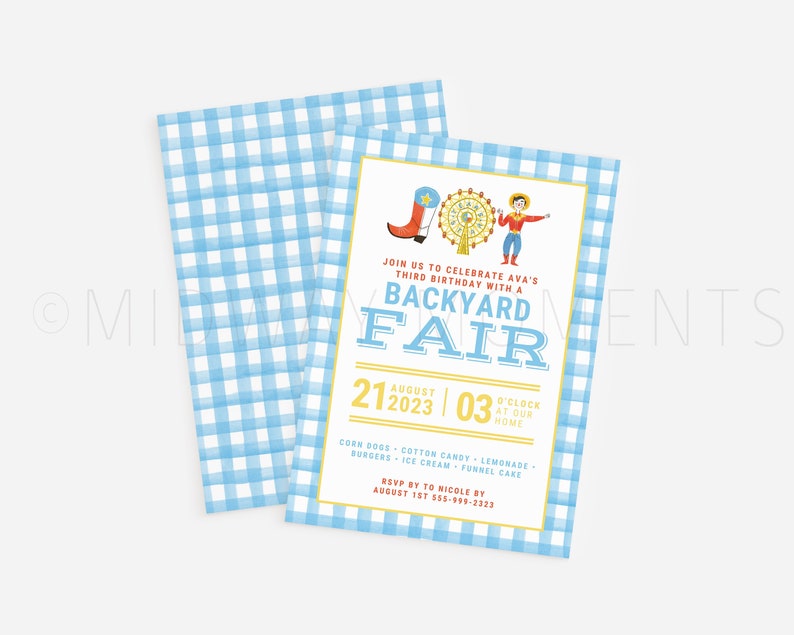 EDITABLE FAIR THEMED Birthday Invitation, Texas State Fair Birthday ...