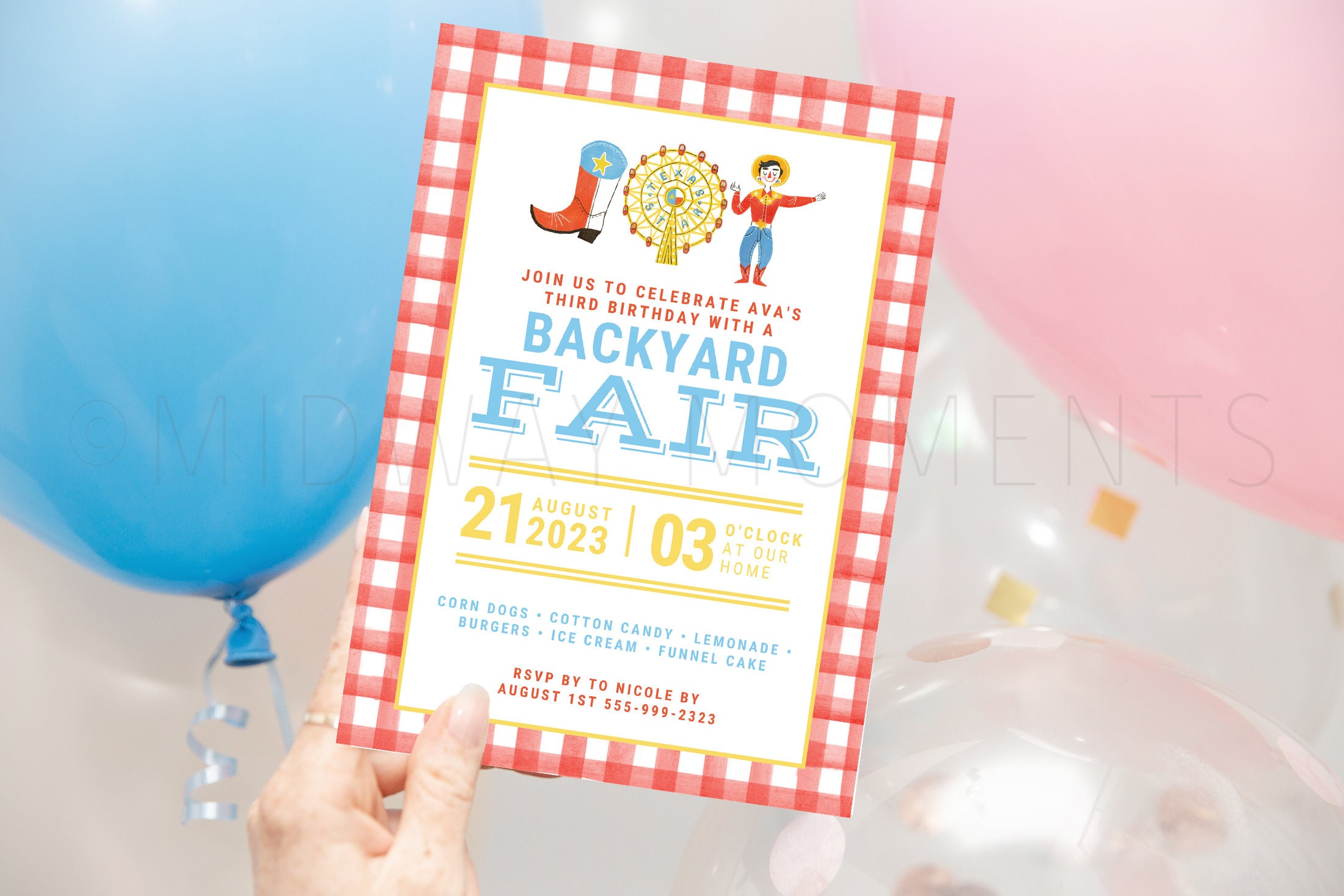 EDITABLE FAIR THEMED Birthday Invitation, Texas State Fair Birthday ...