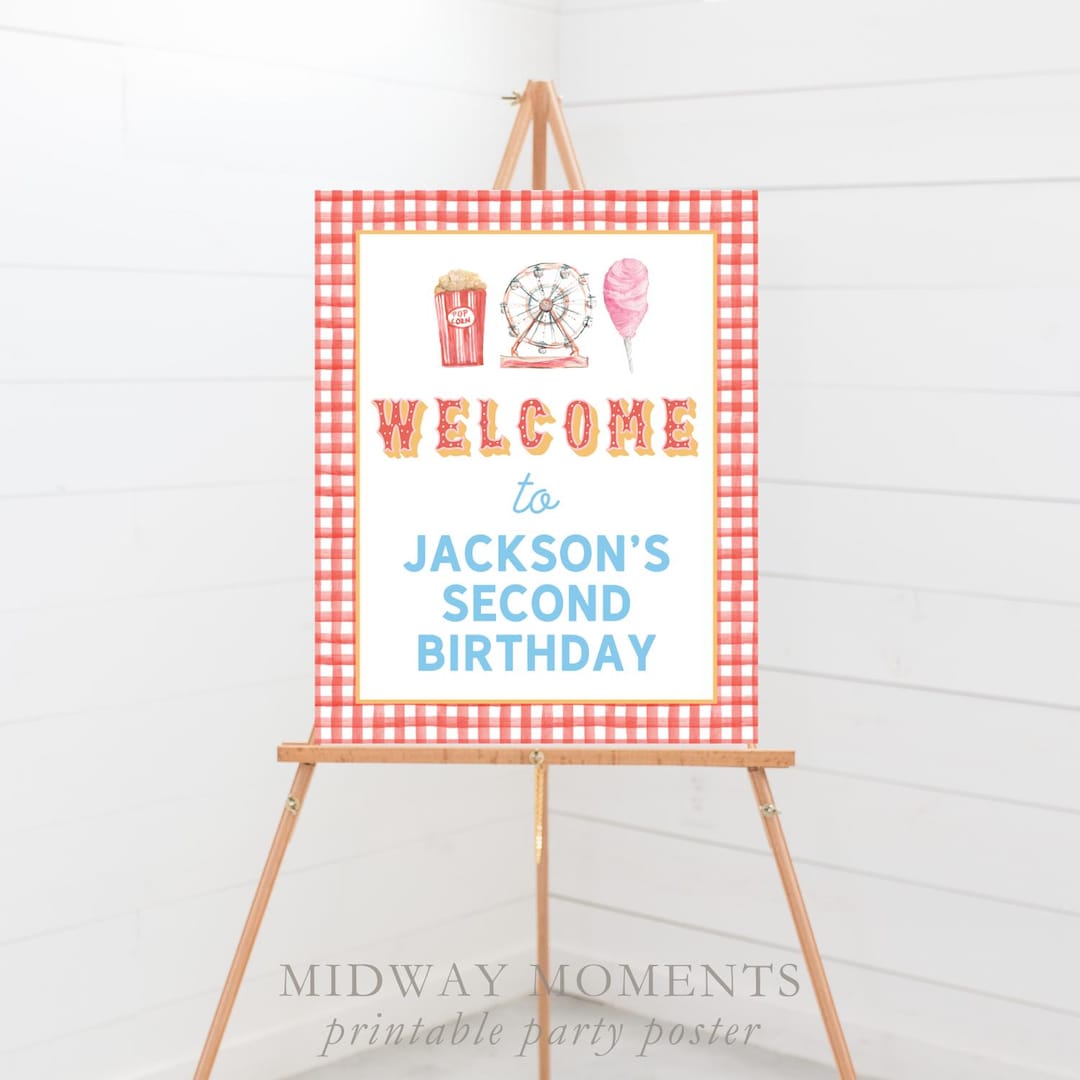 WELCOME SIGN FOR Fair Themed Birthday Party, 16x20 Editable Canva Sign ...
