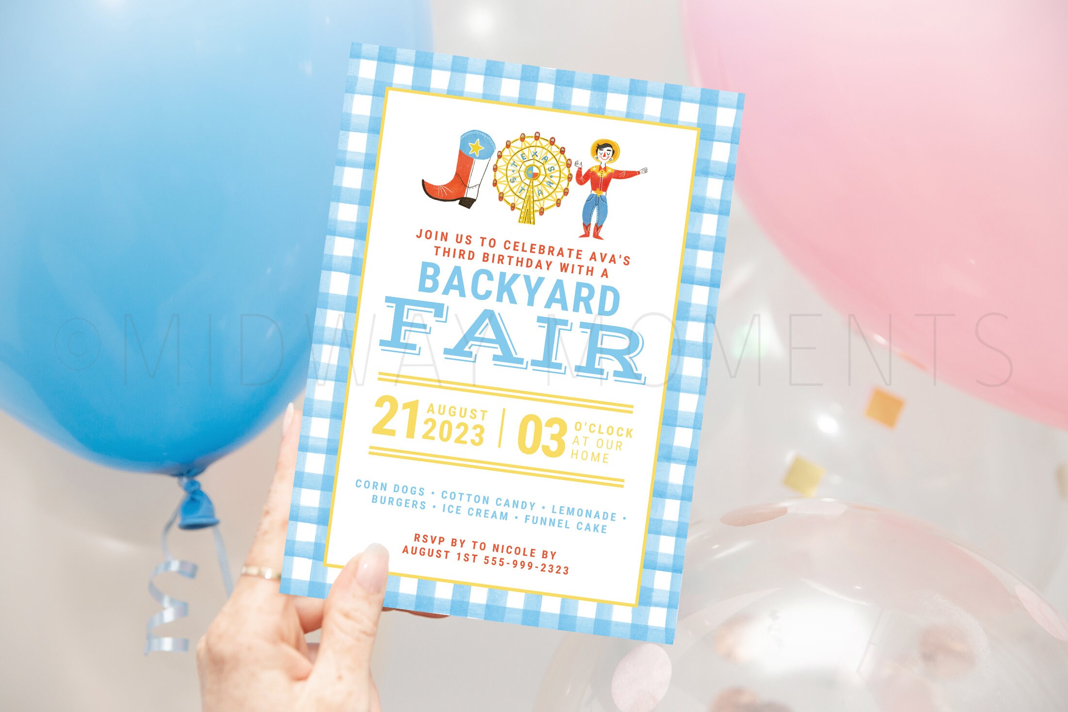 EDITABLE FAIR THEMED Birthday Invitation, Texas State Fair Birthday ...