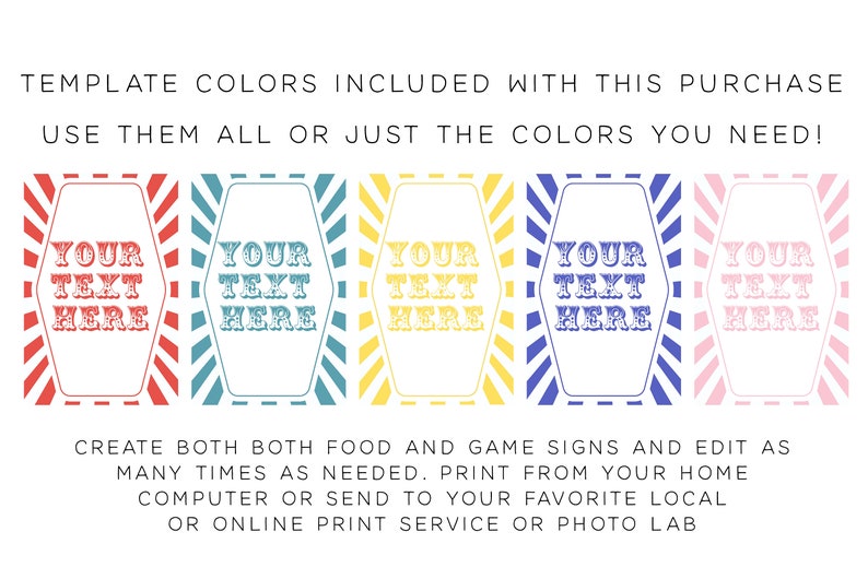 EDITABLE CARNIVAL FOOD & Game Table Signs, Printable Food Sign, County ...