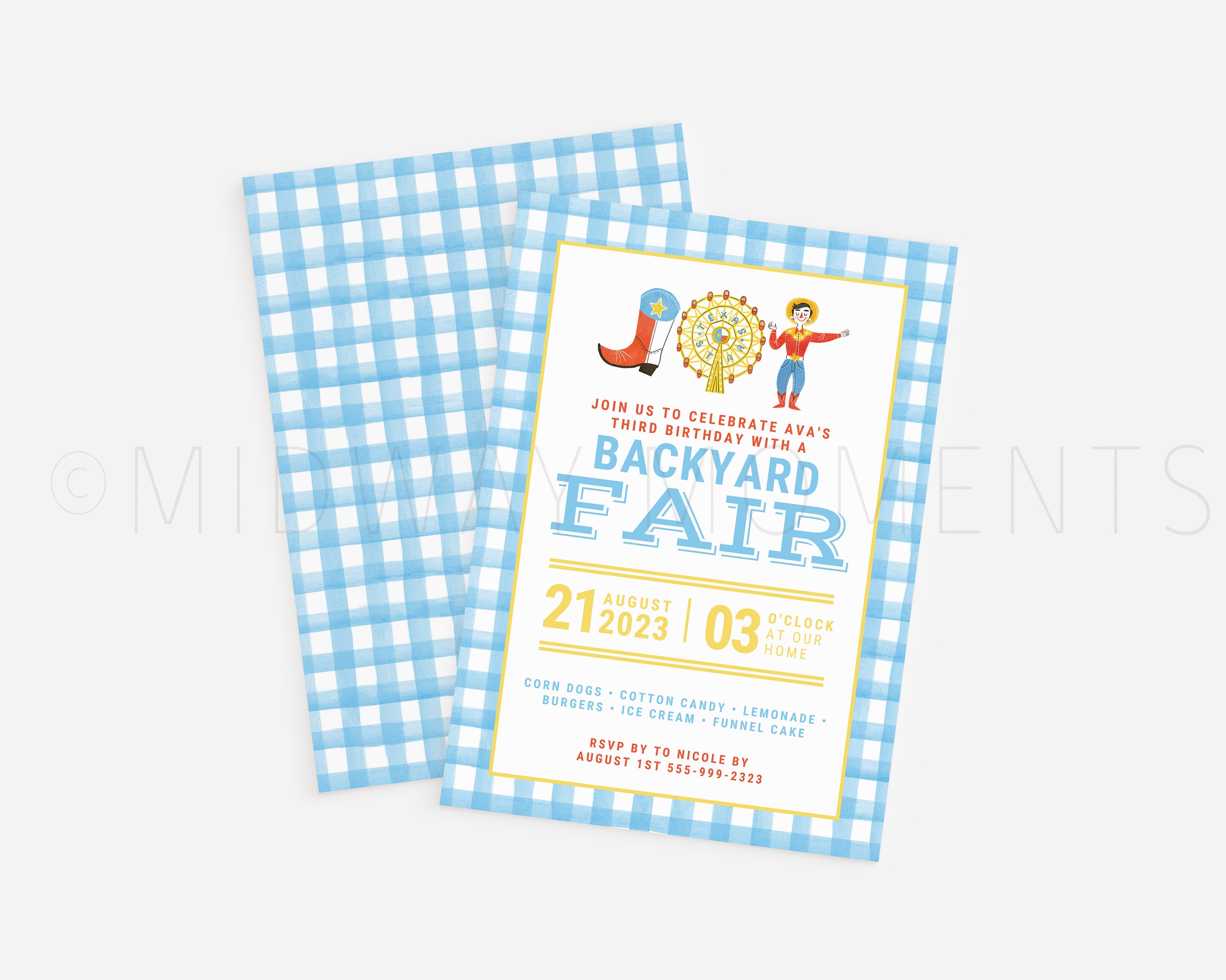 EDITABLE FAIR THEMED Birthday Invitation Texas State Fair - Etsy