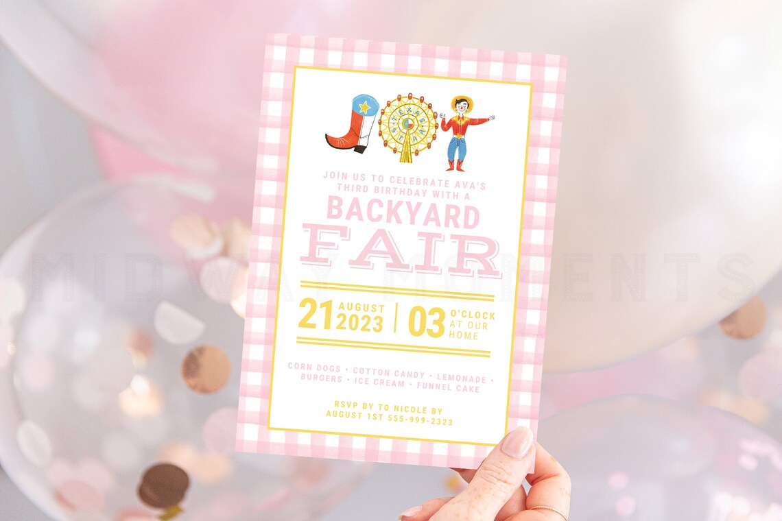 EDITABLE FAIR THEMED Birthday Invitation, Texas State Fair Birthday ...