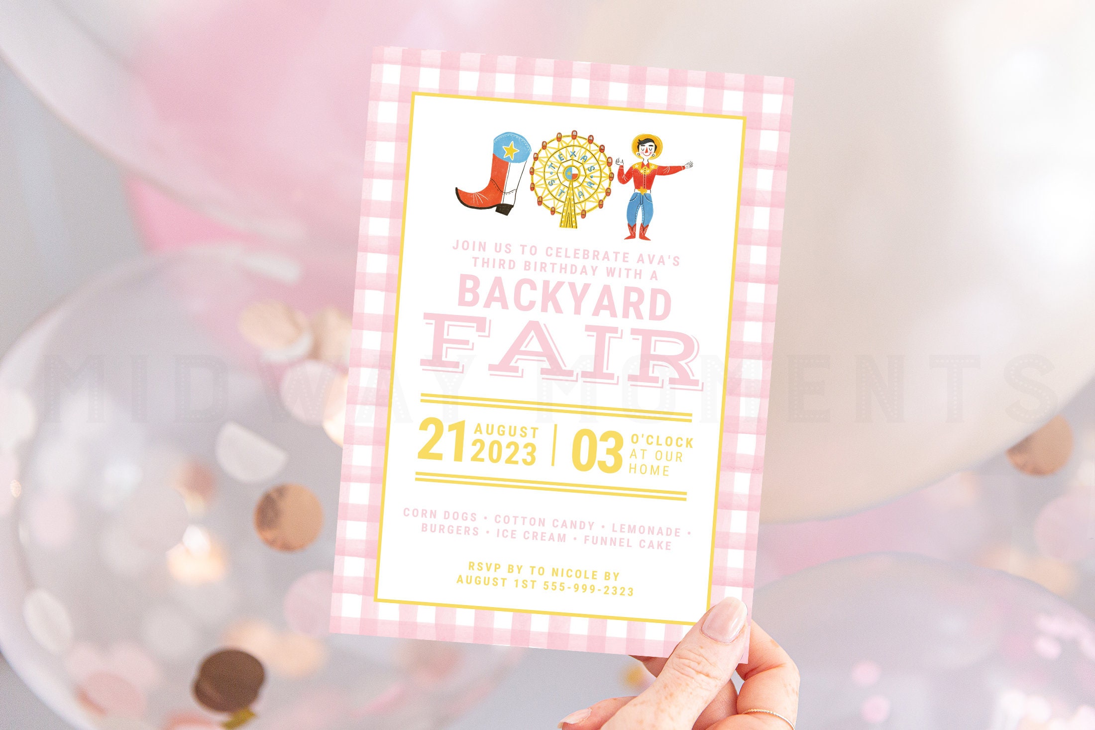 EDITABLE FAIR THEMED Birthday Invitation, Texas State Fair Birthday ...