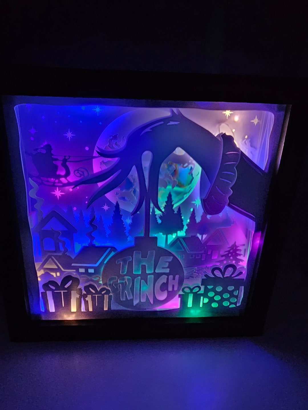 The Grinch Shadow Box Light Box Christmas Decoration - Etsy