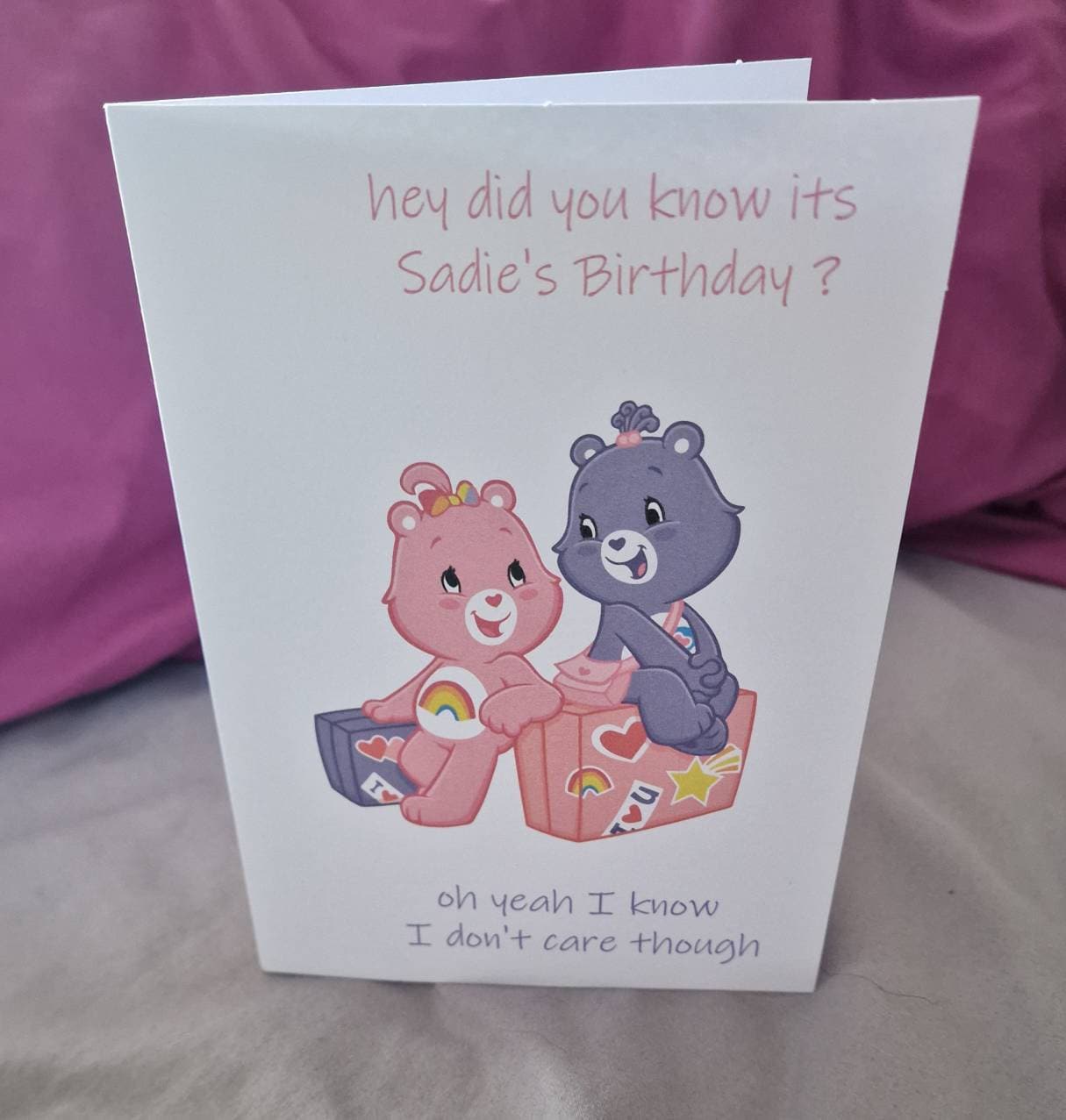 Swear Bear Carebear Care Bear Birthday Card Personalised - Etsy UK