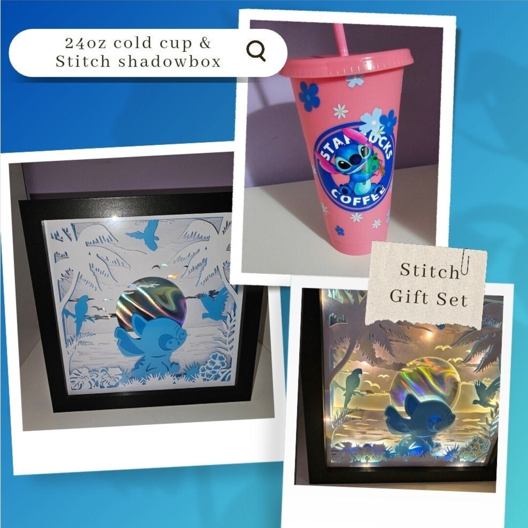 Stitch Shadow Box and Cup Gift Set Lilo and Stitch - Etsy