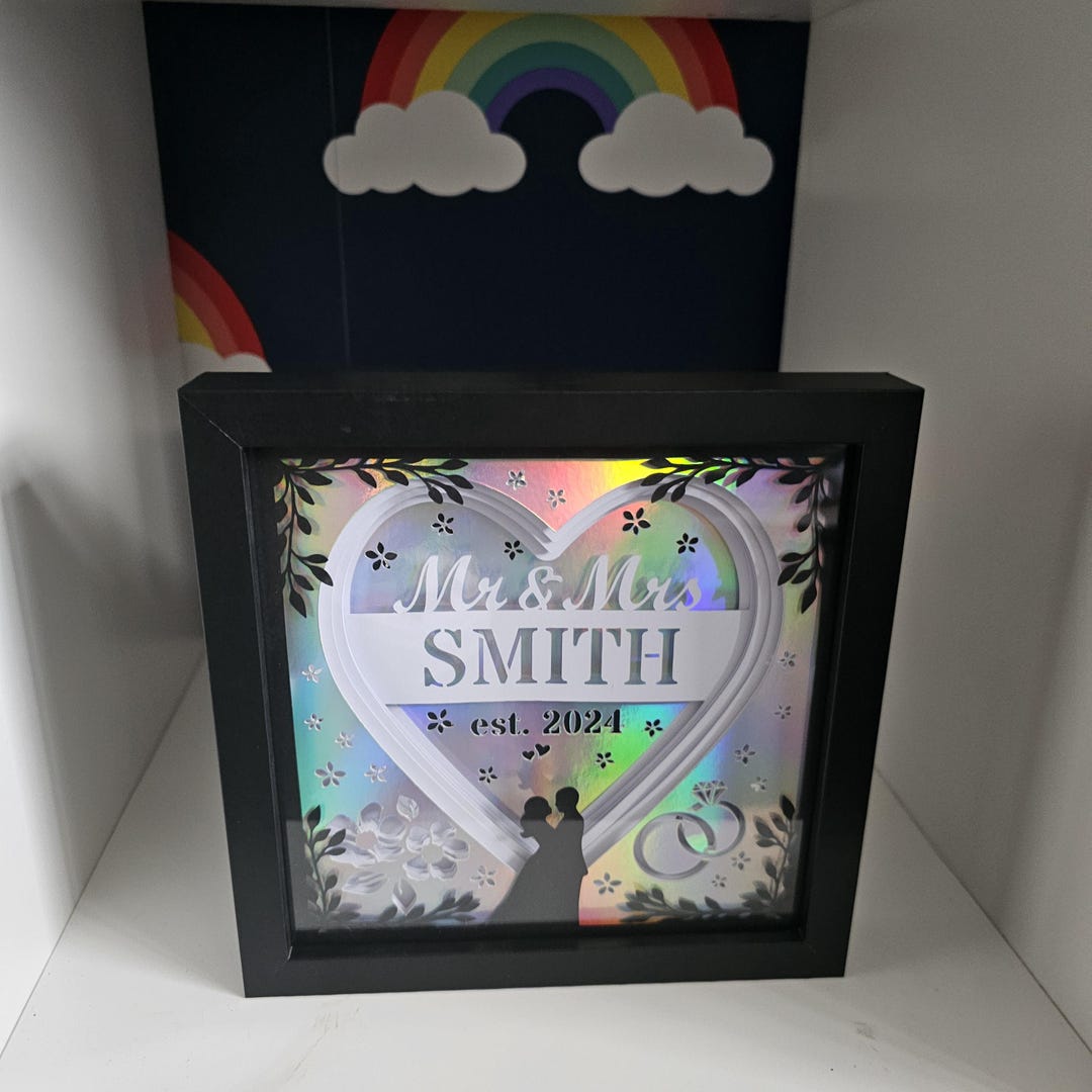 Just Married Shadow Box | Light Box | Wedding Anniversary Gift - Etsy UK