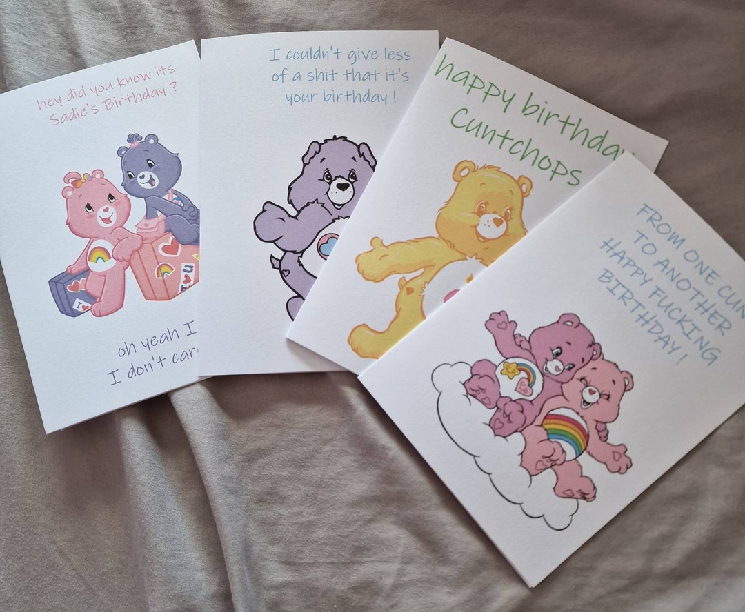 Swear Bear Carebear Care Bear Birthday Card Personalised - Etsy