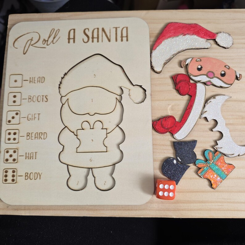 Roll A Santa Wooden Dice Puzzle | Christmas Family Game | Festive Kids ...