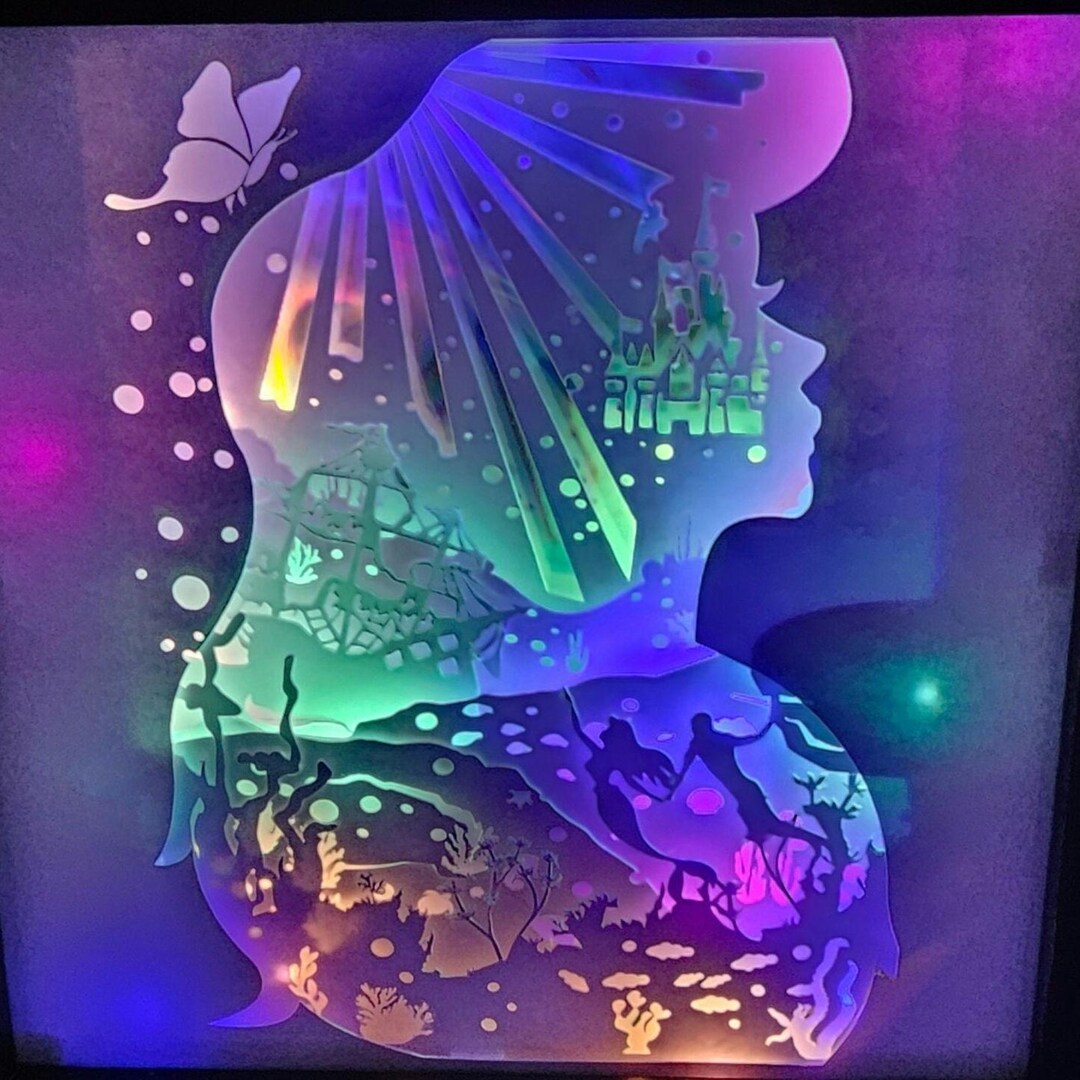 Little Mermaid Shadow Box | Light Box | Birthday Gift | Mothers Day ...