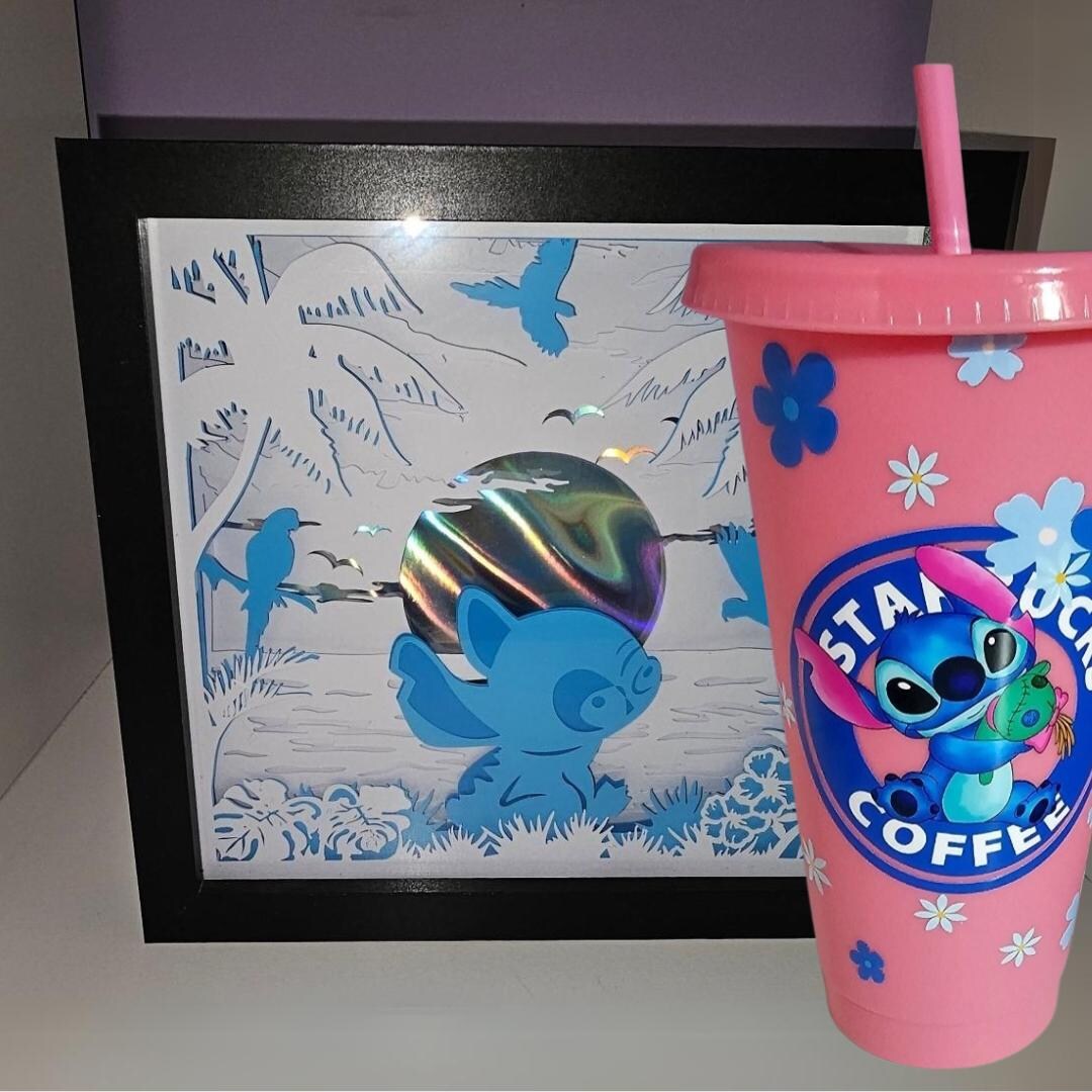 Stitch Shadow Box and Cup Gift Set Lilo and Stitch - Etsy