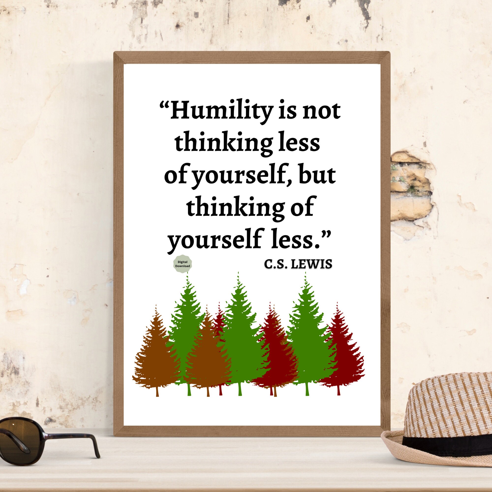 CS Lewis Quote, CS Lewis Wall Art, Humility is Not, Quote Print Poster ...