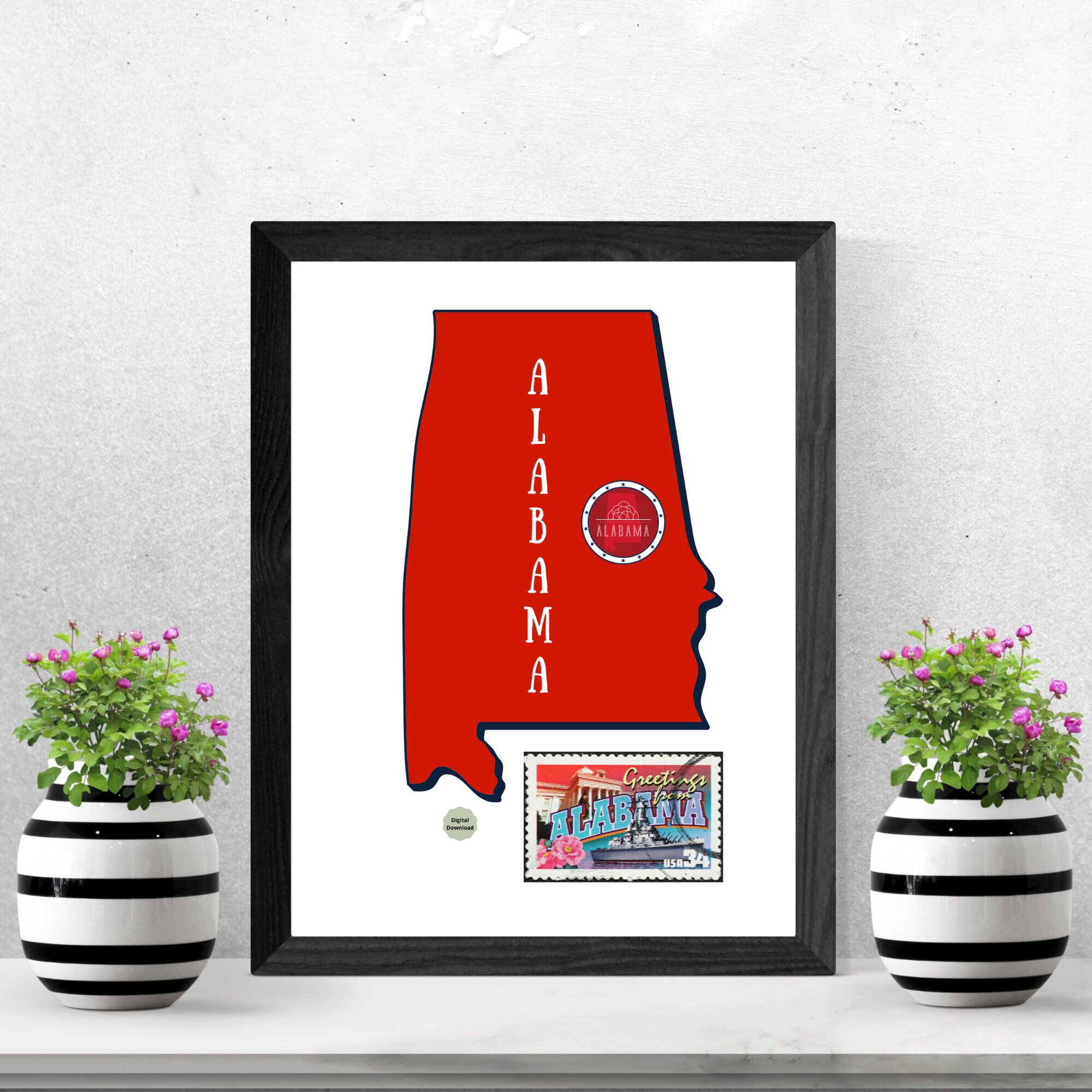 Map of ALABAMA. Digital Wall Art Printable Wall Art Wall - Etsy